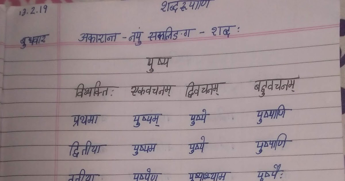 Sanskrit Shand roop and Dhaatu roop