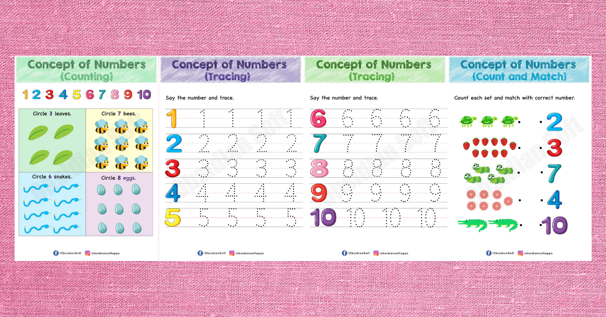 Preschool Worksheets for Maths Concepts