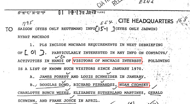 Document Exploitation: More CIA Records on Noam Chomsky the CIA Could ...