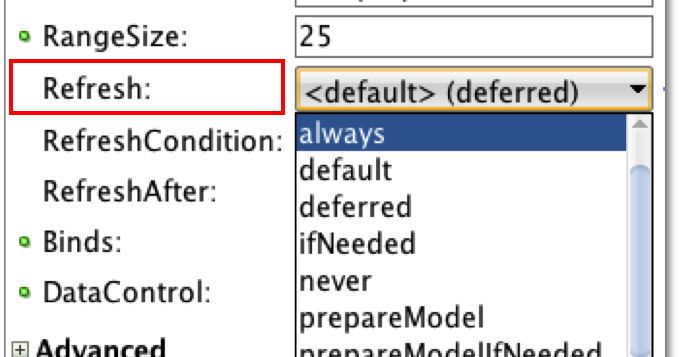 Adf Practice Understanding Iterator Binding Refresh Attribute