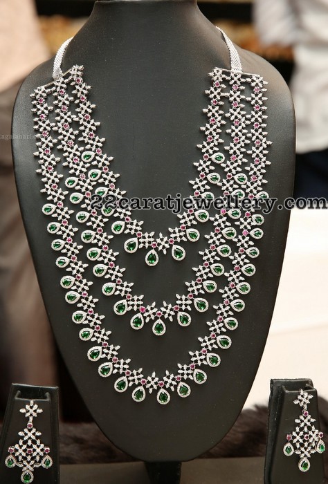 Three Layer Diamond Ruby Sets - Jewellery Designs