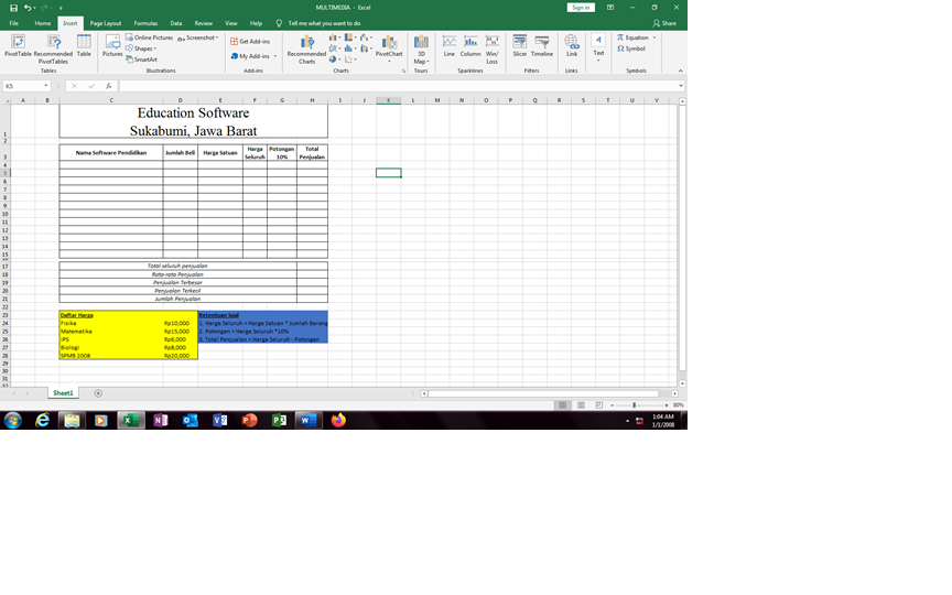 TUTORIAL MEMBUAT TAMPILAN WORKSHEET DENGAN VARIASI RUMUS (TUGAS ...