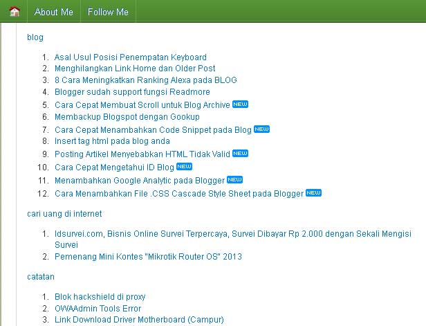 Tutorial Lengkap Membuat Daftar Isi Blog - blog zdienos