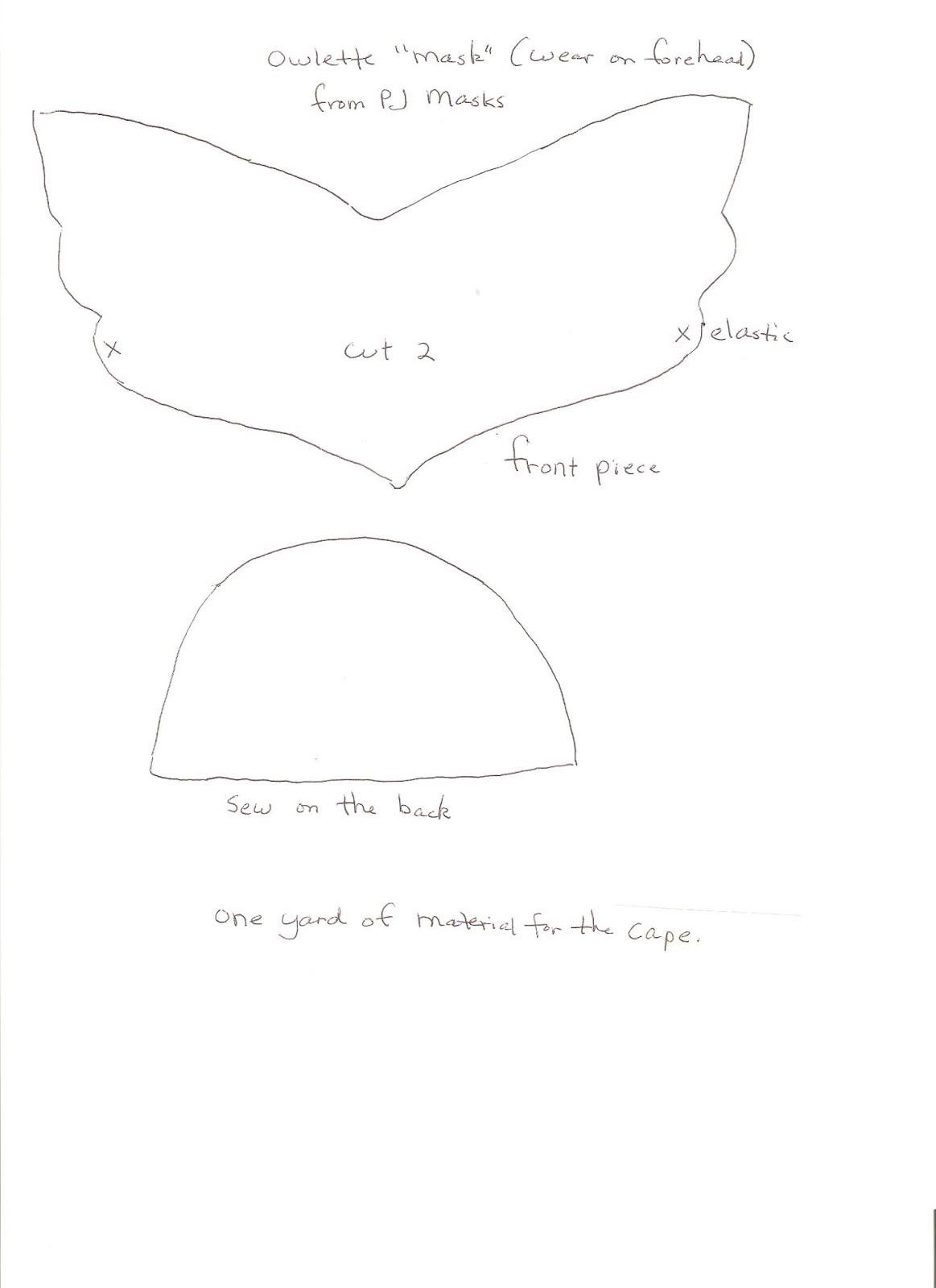 MAKLINGS : PJ MASKS CAPE AND "MASK" - OWLETTE