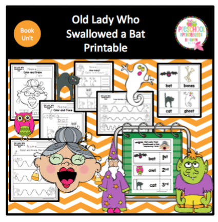 Old Lady Who Swallowed a Bat Printable (70 pages) ~ Preschool Printables