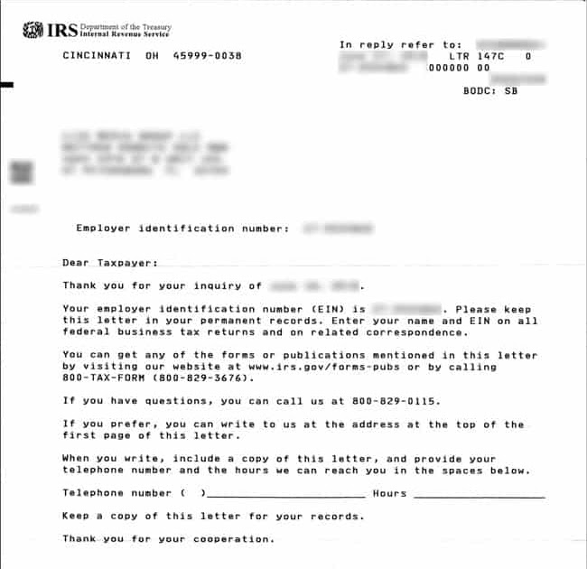Irs Letter 147C ~ Thankyou Letter