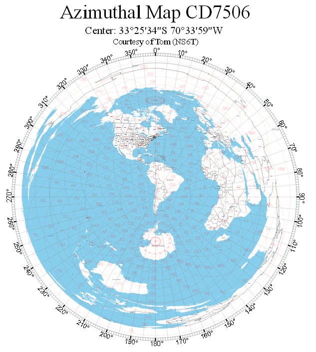 Radioaficionado Chileno CA3BKN: Azimuthal map