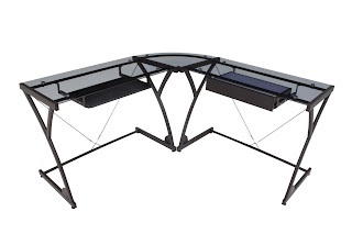 Glass Desk: Glass Corner Desk