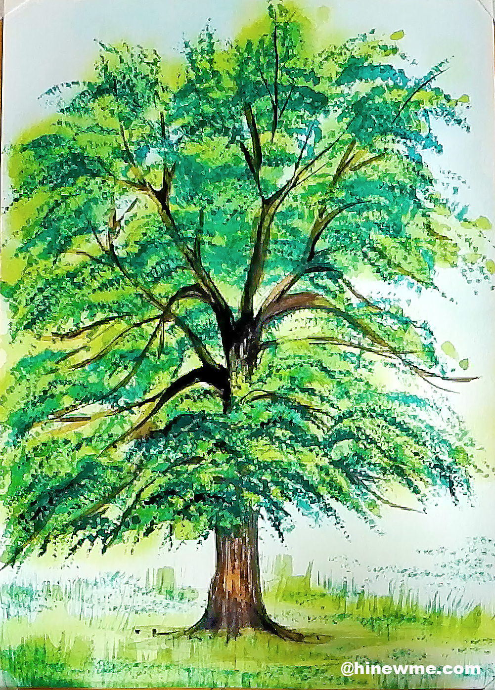 Two painting methods of pine trees. How to draw a tree? come to see my ...