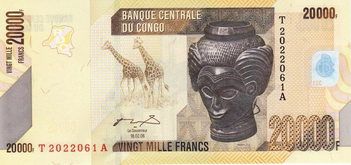 Congo Democratic Republic 20000 Congolese francs banknote 2006|World ...