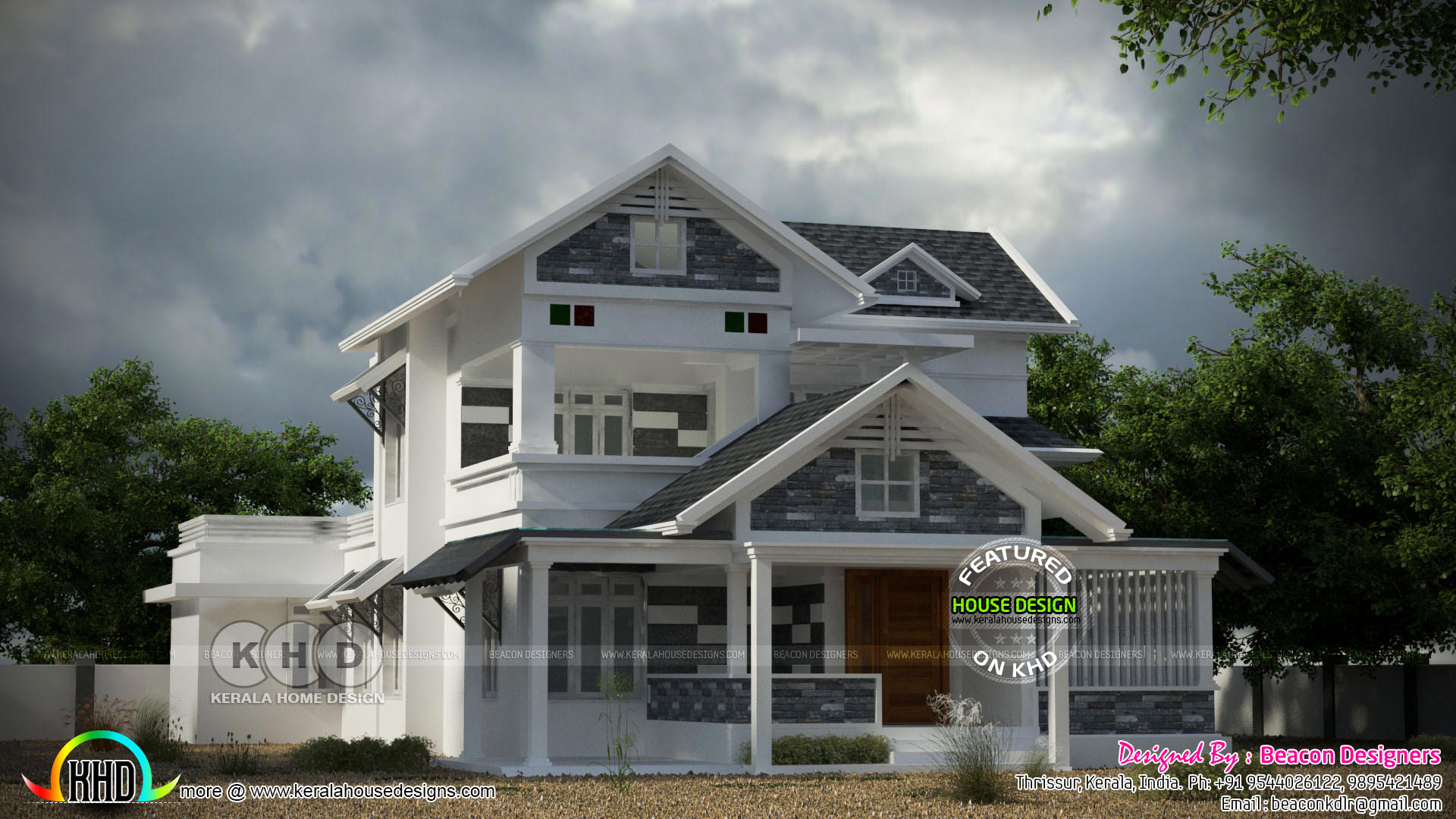 Double storied sloping roof house with 3BHK - Kerala Home Design and ...