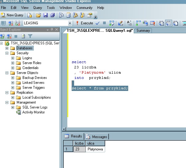SQL dla zielonych i żółtych: Dual na SQL Serwerze ? Tworzenie tabeli ...