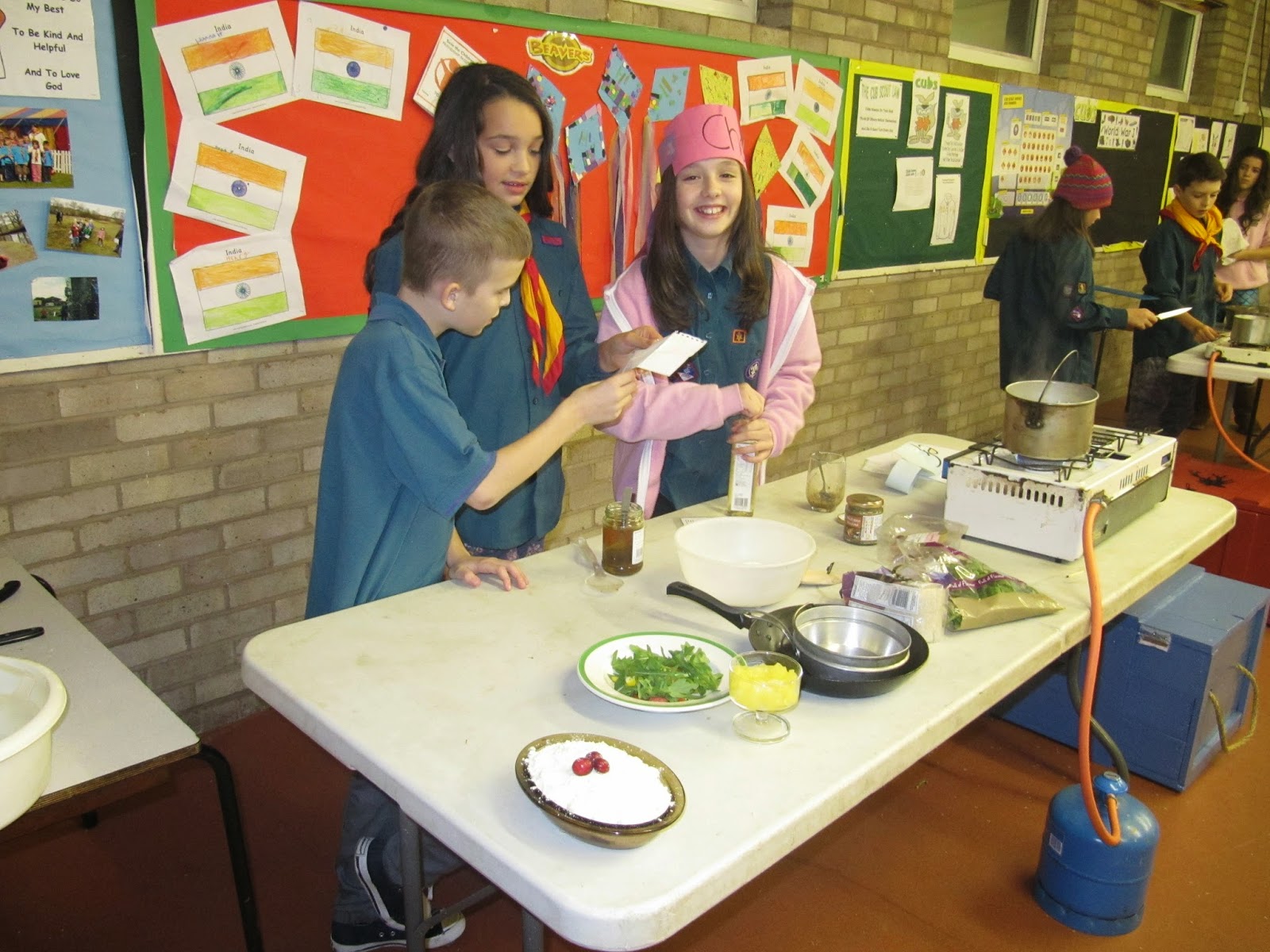 1st Meriden Scouts: Cooking - part of the chef badge.
