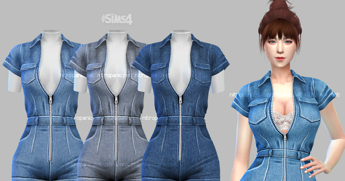 Denim Romper for The Sims 4