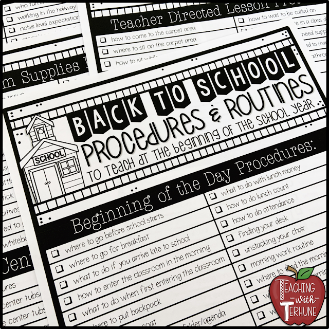 Teaching With Terhune: Back to School Classroom Procedures and Routines ...
