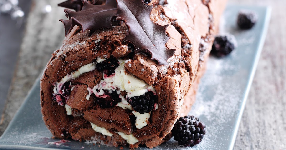 Chocolate Roulade Recipe with Boozy Blackberries