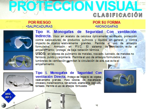 EPP EQUIPOS DE PROTECCION PERSONAL: Protección Visual