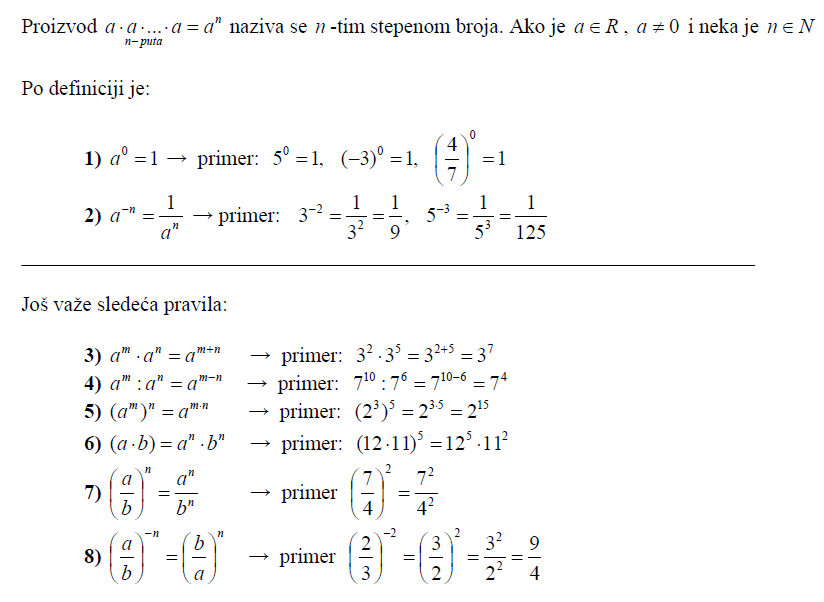 M A T E M A T I K A P N: STEPENOVANJE
