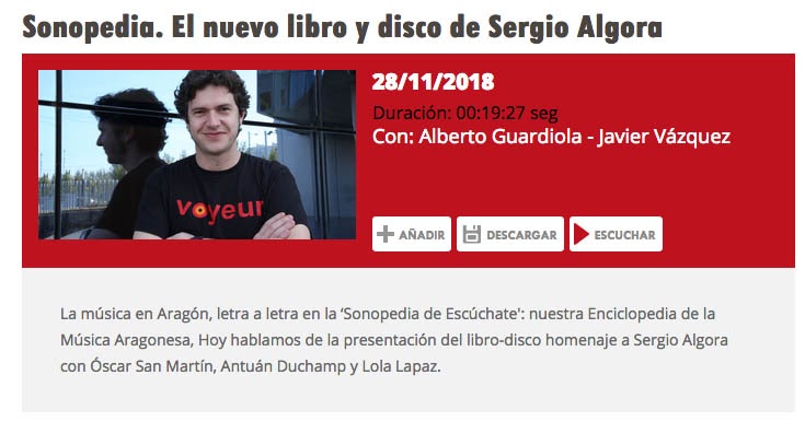 Pregunta Ediciones: 'Una noche para Sergio Algora' en Aragón Radio