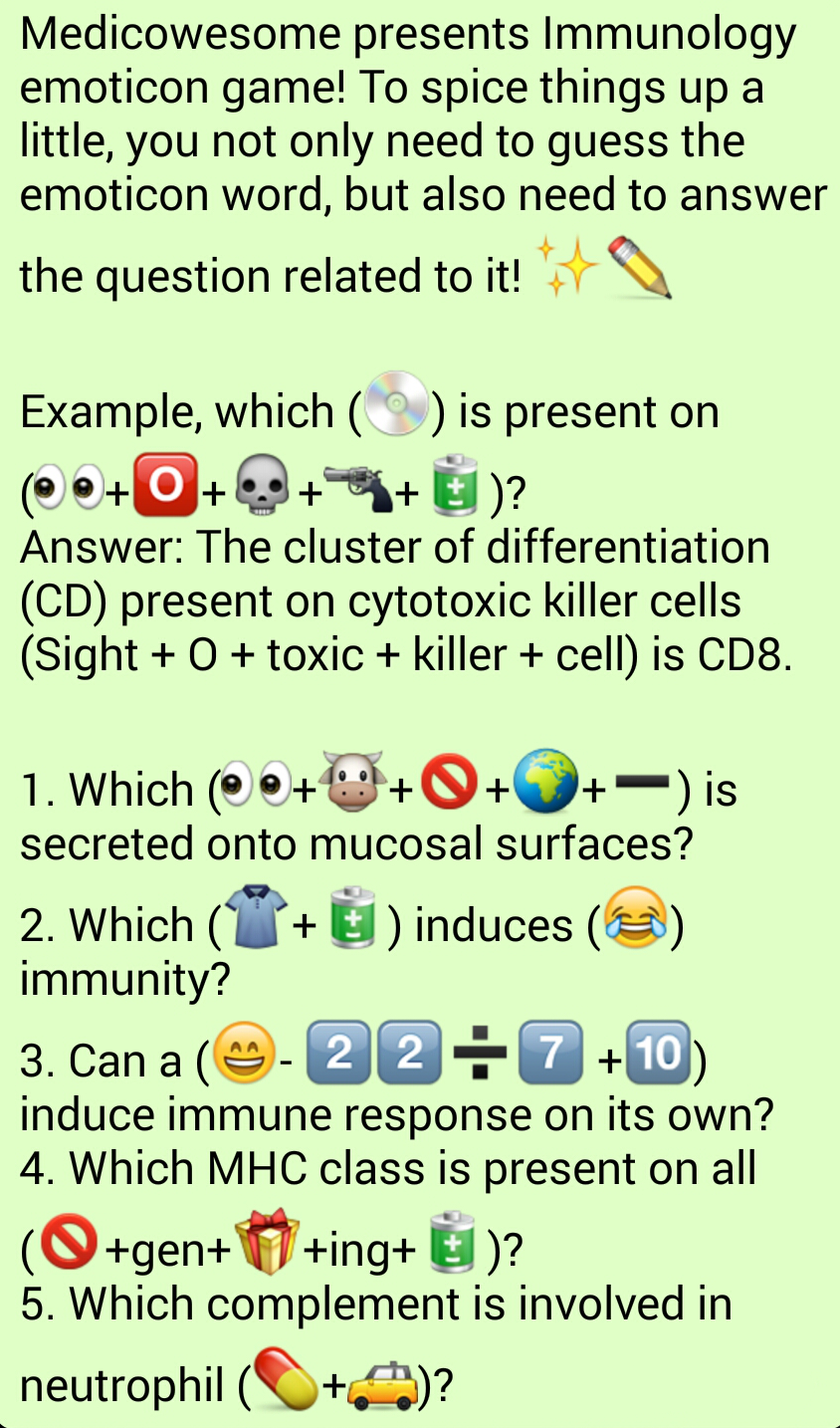 Medicowesome: Immunology emoticon game