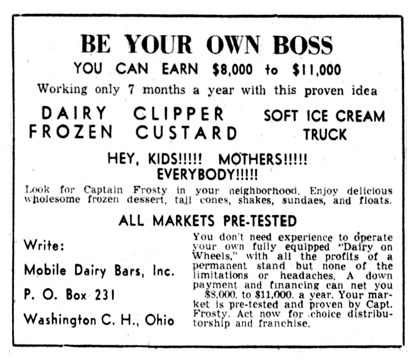 Brady's Bunch of Lorain County Nostalgia: Captain Frosty Still Sails at ...