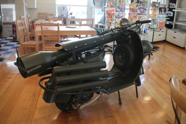 2 stroke scooters: Deadly Vespa with built in anti tank cannon