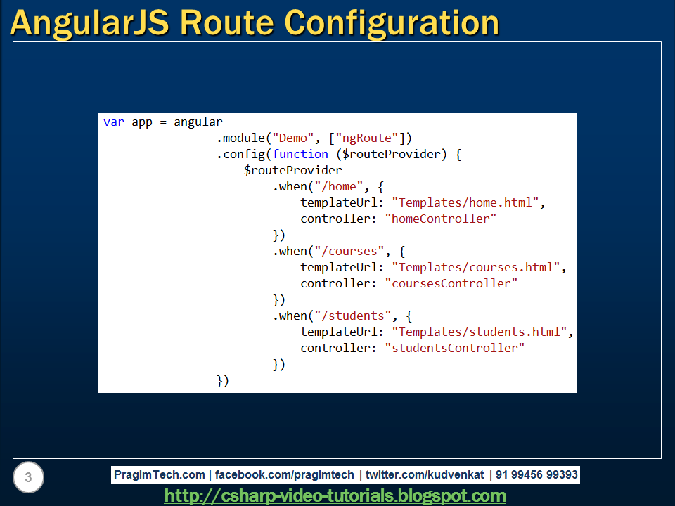 Sql Server Net And C Video Tutorial Angularjs Route Configuration
