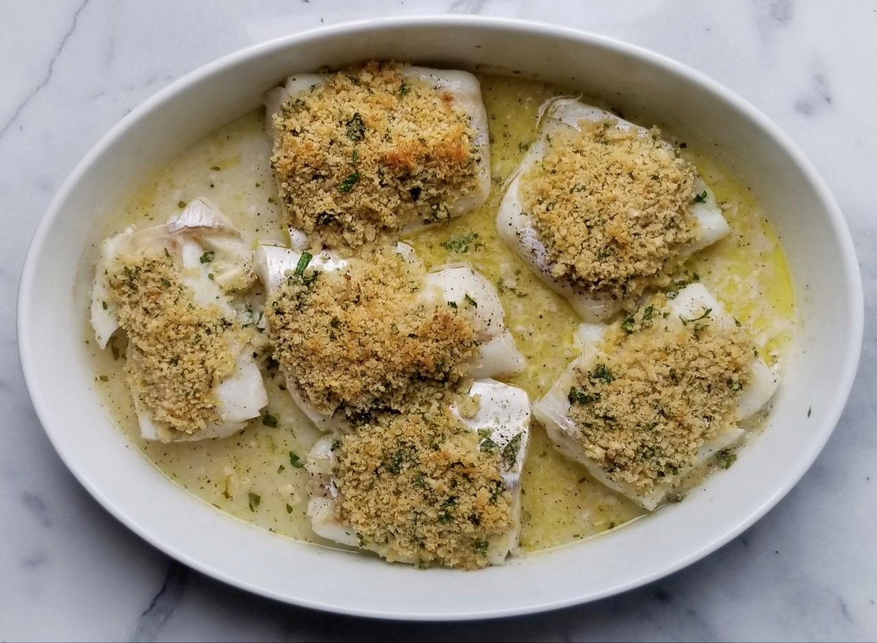 salted sugared spiced™: Baked Cod w/ Herbed Panko/Cracker Crumbs