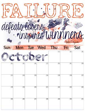 September and October Inspirational Calendars - Printable - Sew Half Crazy
