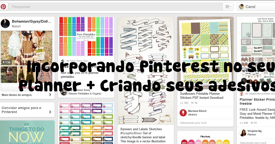 Books and Planners um Guia: Incorporando Pinterest no seu Planner ...