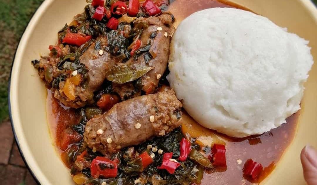 Traditional wors and spinach stew recipe