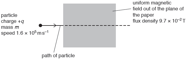 A particle of charge +q and mass m is travelling with a constant speed ...