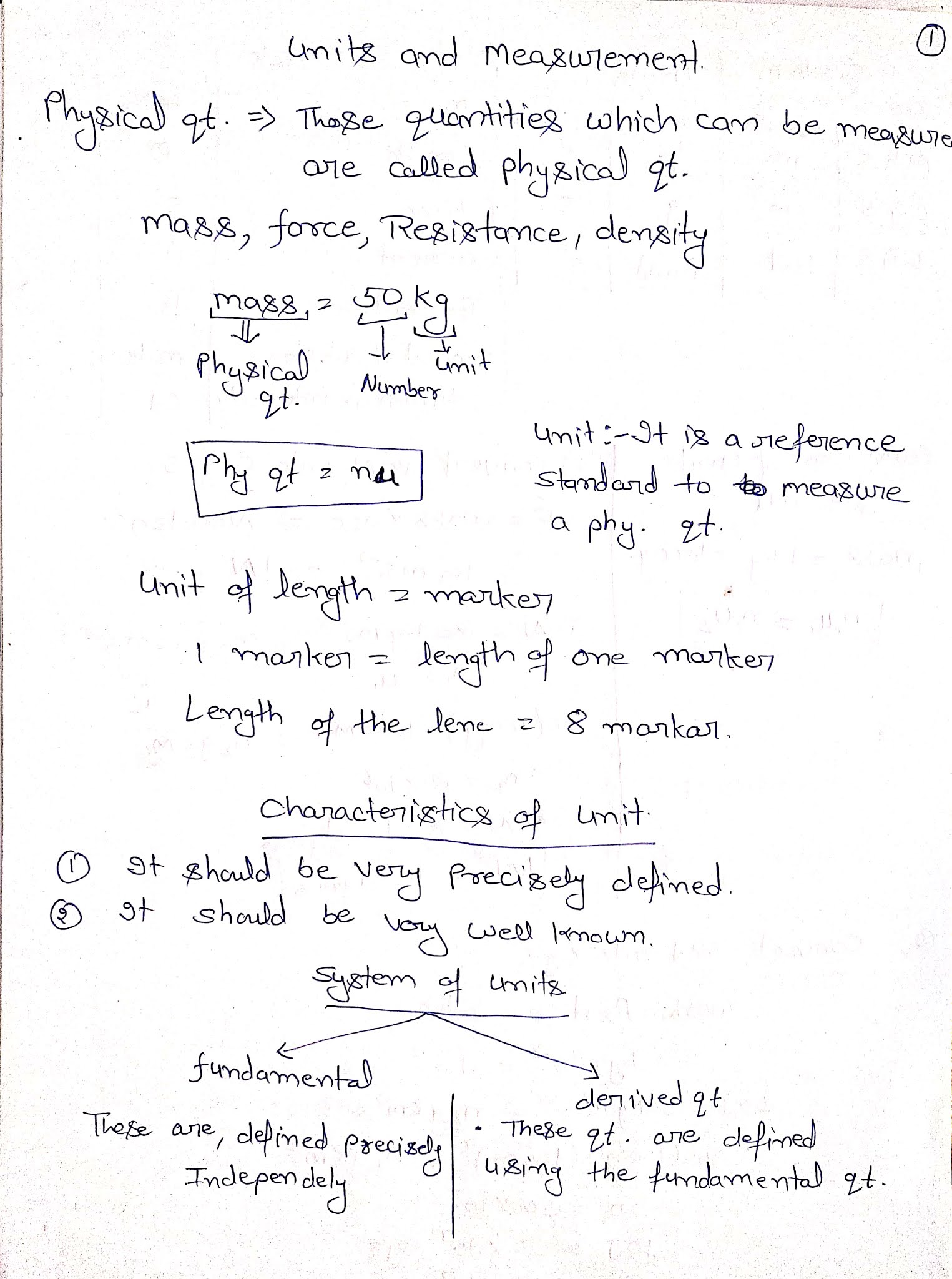 Units and measurements notes - Studypur