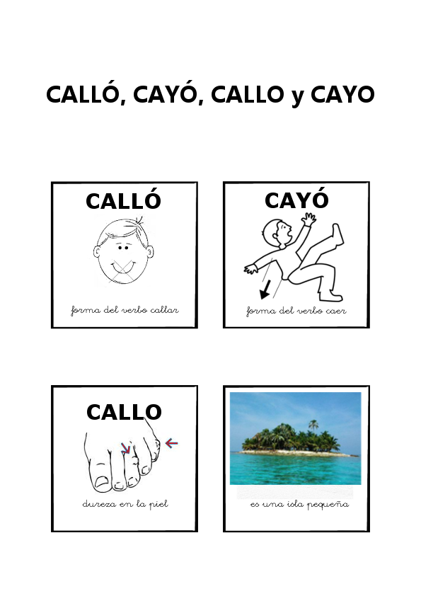 ¿Qué puedo hacer hoy?: Calló, cayó, callo, cayo