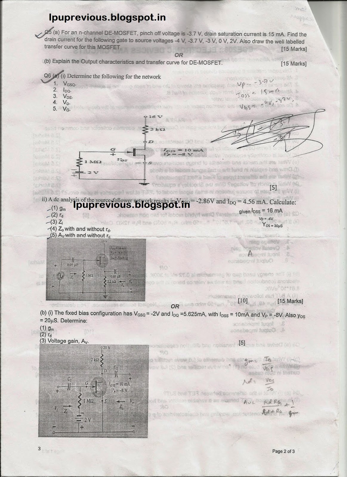 ECE 206 ELECTRONIC DEVICES AND CIRCUITS previous question papers and ...