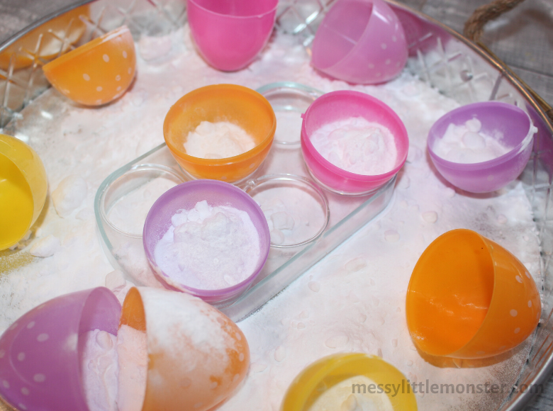 Fizzy Egg Baking Soda and Vinegar Reaction - Messy Little Monster