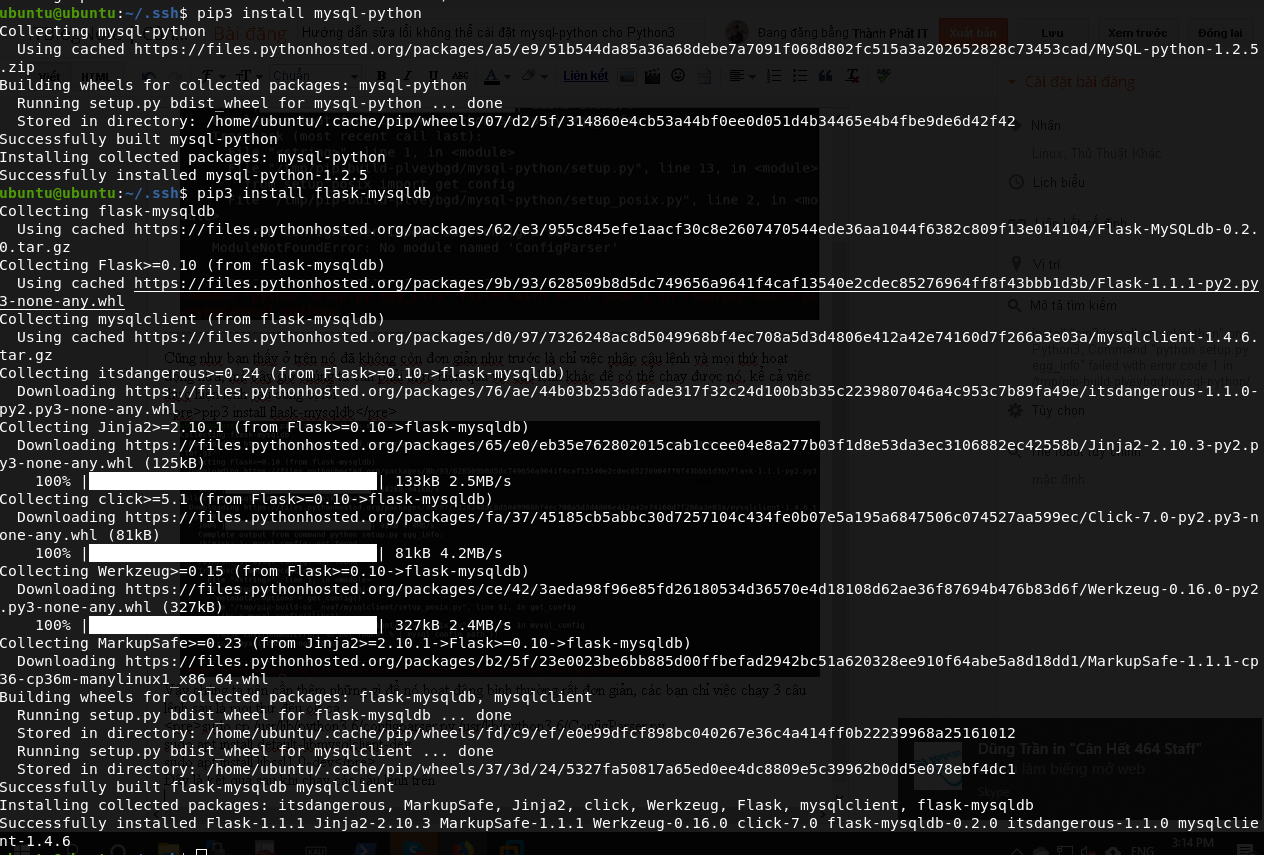Hướng dẫn sửa lổi không thể cài đặt MySQL-Python cho Python3