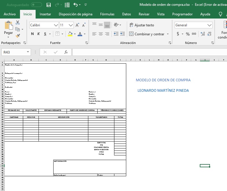 Modelo de Orden de Compra
