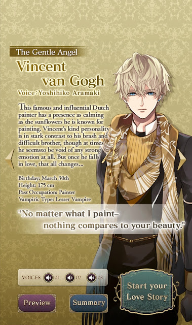 Otome Otaku Girl: [Walkthrough] Ikémen Vampire - Vincent van Gogh