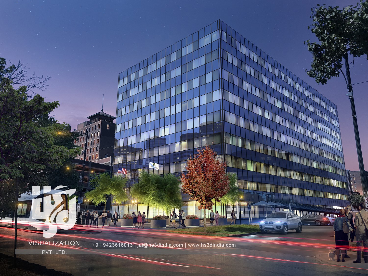 Amazing 3D Commercial Exterior Night Rendering And Elevation