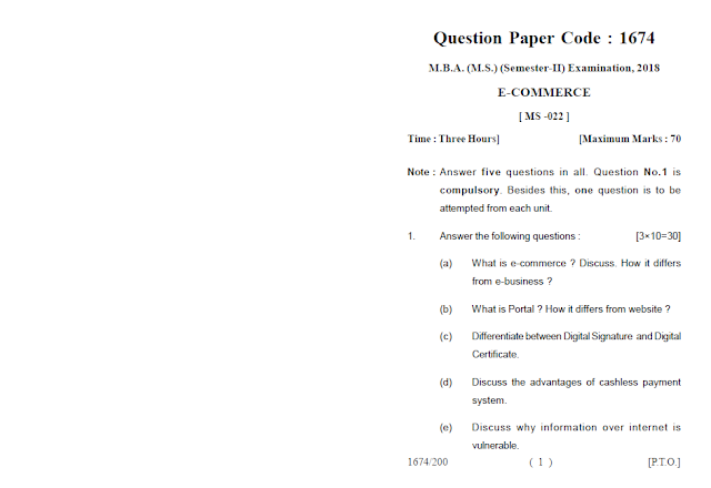 Lucknow University MBA(MS) (Semester-II) E-COMMERCE [ MS -022 ] - 2018 ...