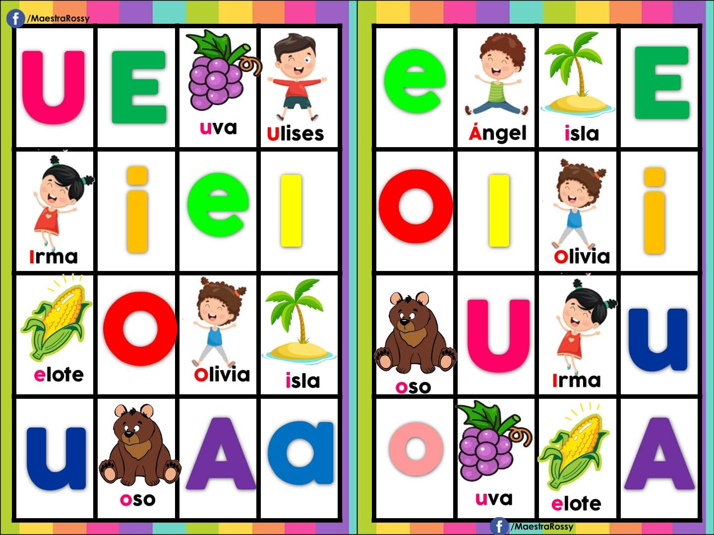 Juego Lotería de las Vocales | Mundo de Rukkia