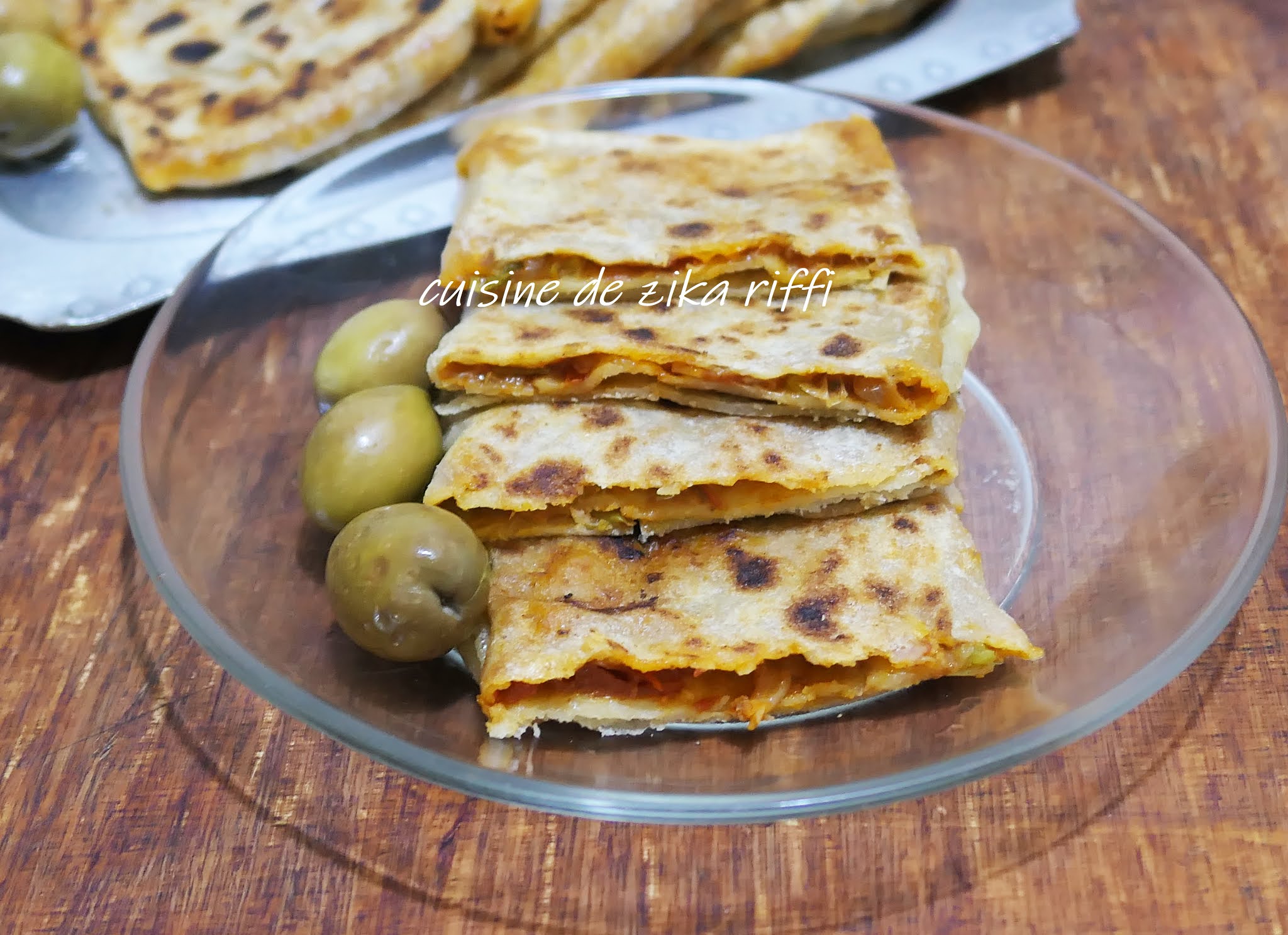 MAHJOUBA TRADITIONNELLE - CRÊPES SALÉES A LA CHAKCHOUKA AUX OIGNONS VERTS