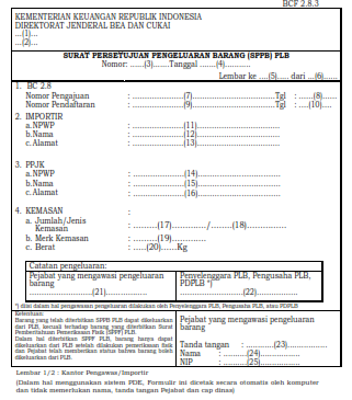 Pusat Logistik Berikat: SURAT PERSETUJUAN PENGELUARAN BARANG (SPPB) PLB