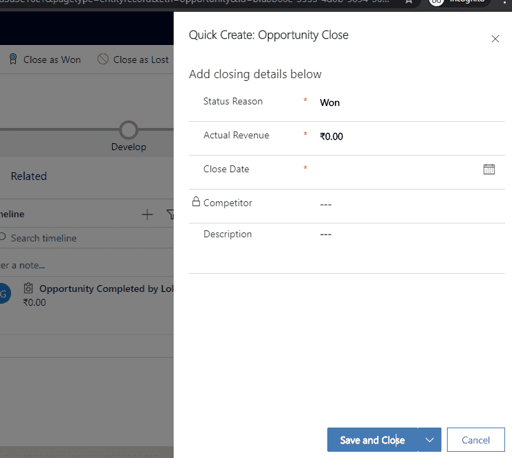 Crm Hub How To Customize Add Fields Apply Js Client Side Validation On Opportunity Close