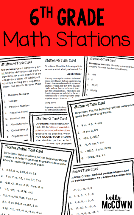 Kelly McCown: Middle School Math Stations for 6th Grade