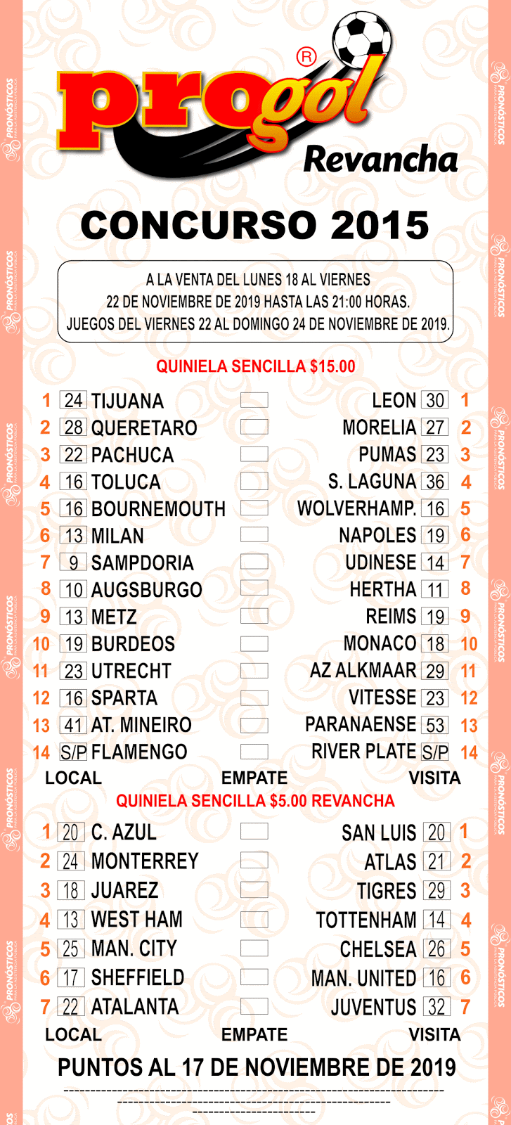 Quiniela Progol 2015 | Quiniela Progol 2219