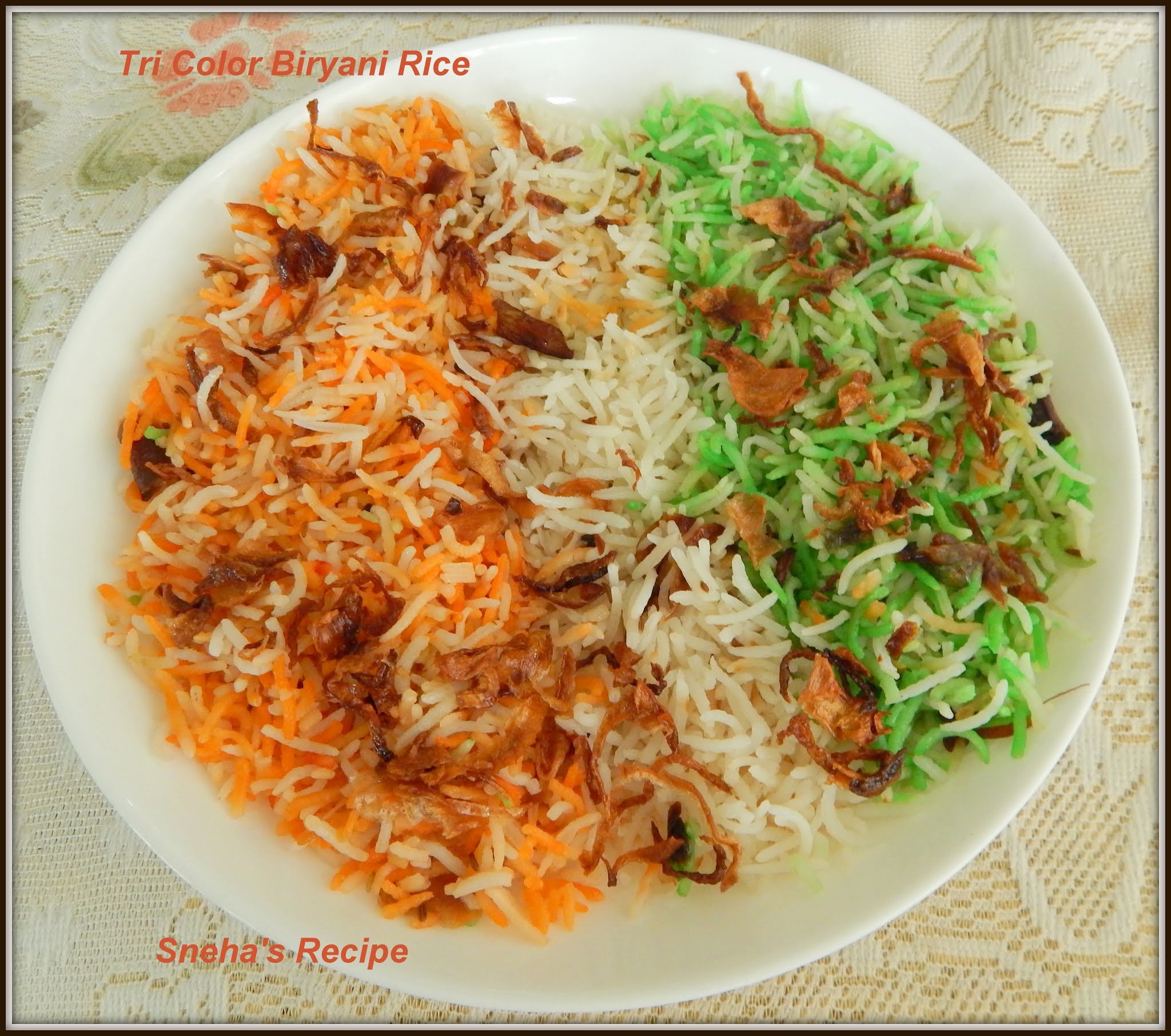 Tri Color Biryani Rice - Sneha's Recipe