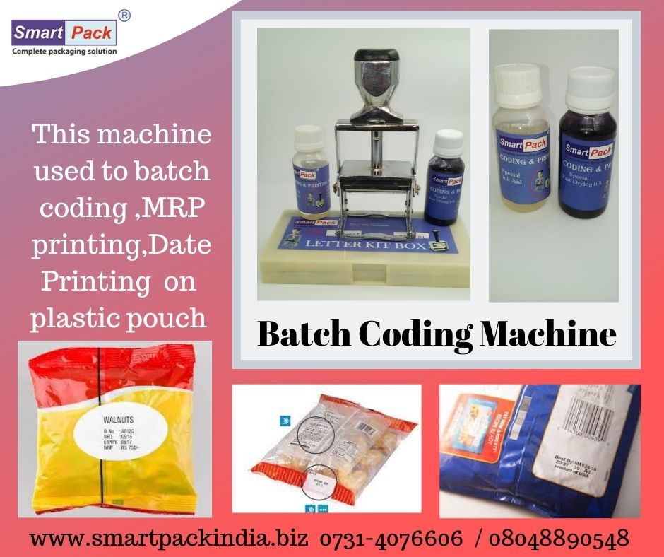 Pouch Batch coding mrp and date printing machine in indore