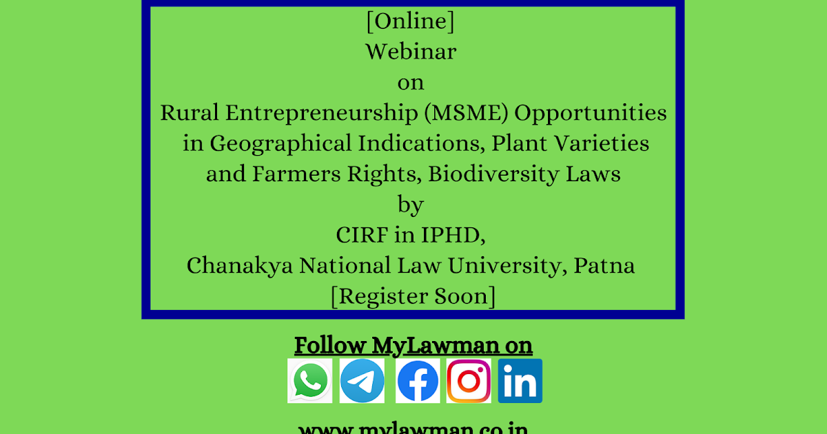 [Online] Webinar on Rural Entrepreneurship (MSME) Opportunities in ...
